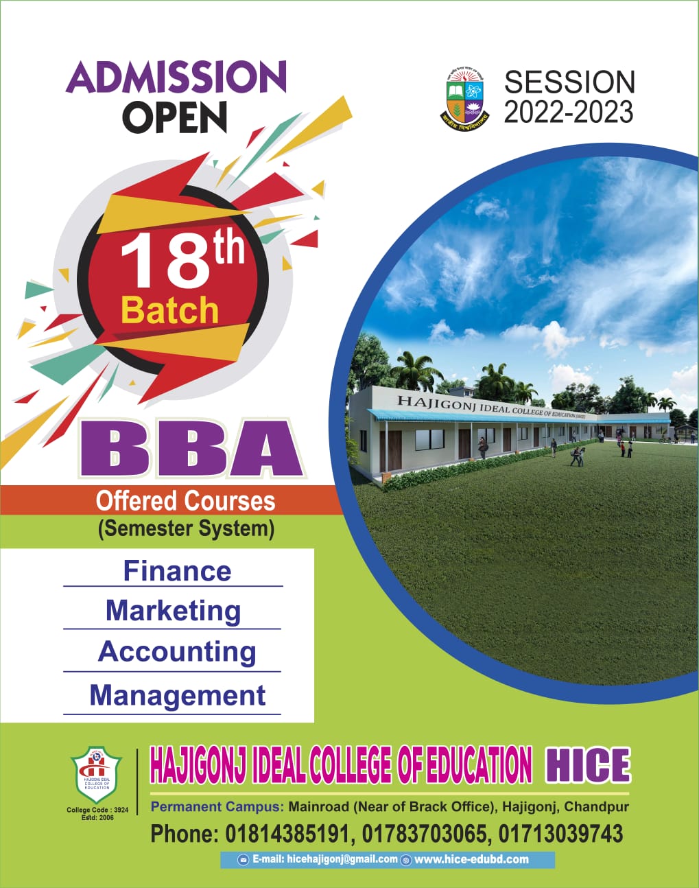 Admission BBA – Session 2022-2023 – HICE Education